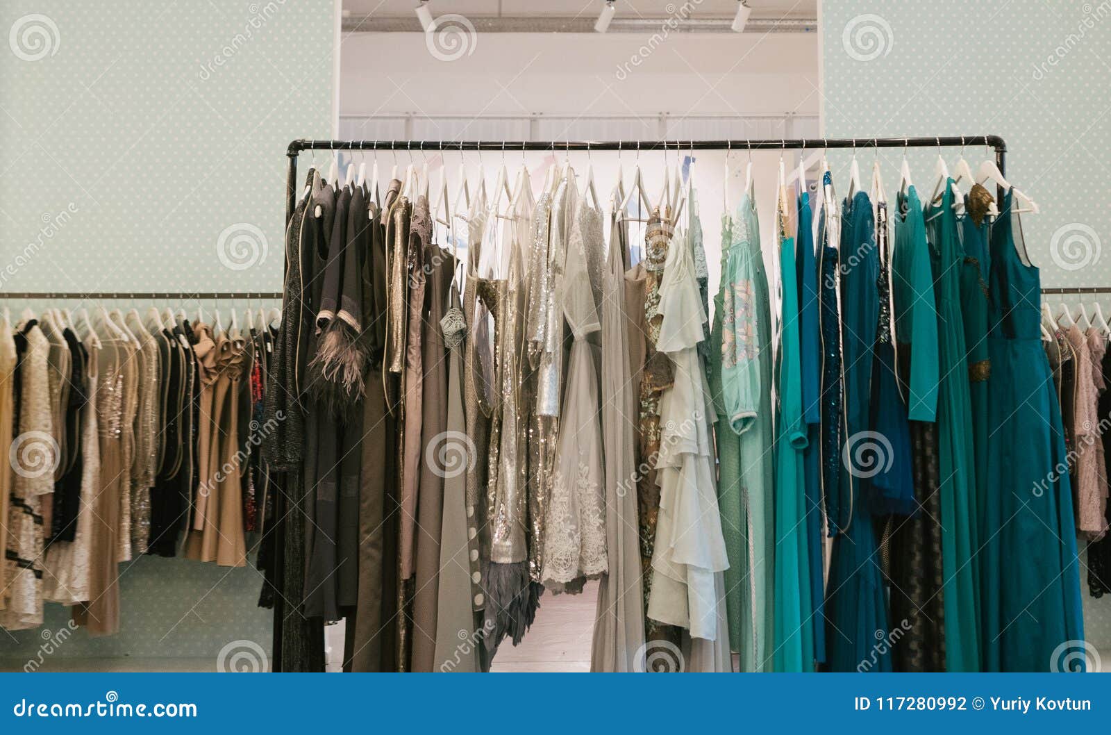 Clothes in the Store Dresses Costumes Hanger Stock Photo - Image of ...