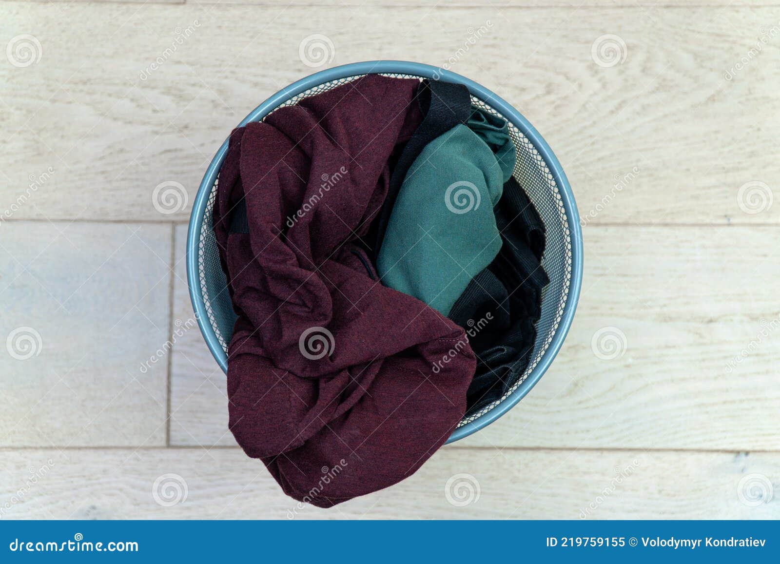 Clothes in Trash Can. Sorting and Processing Waste. Garbage Sorting ...