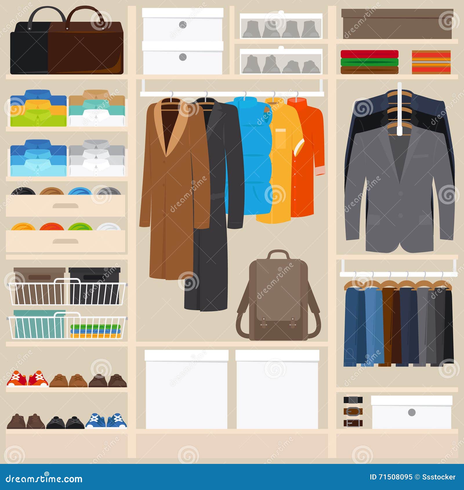 Clothes Wardrobe Vector Illustration Stock Vector - Illustration of ...