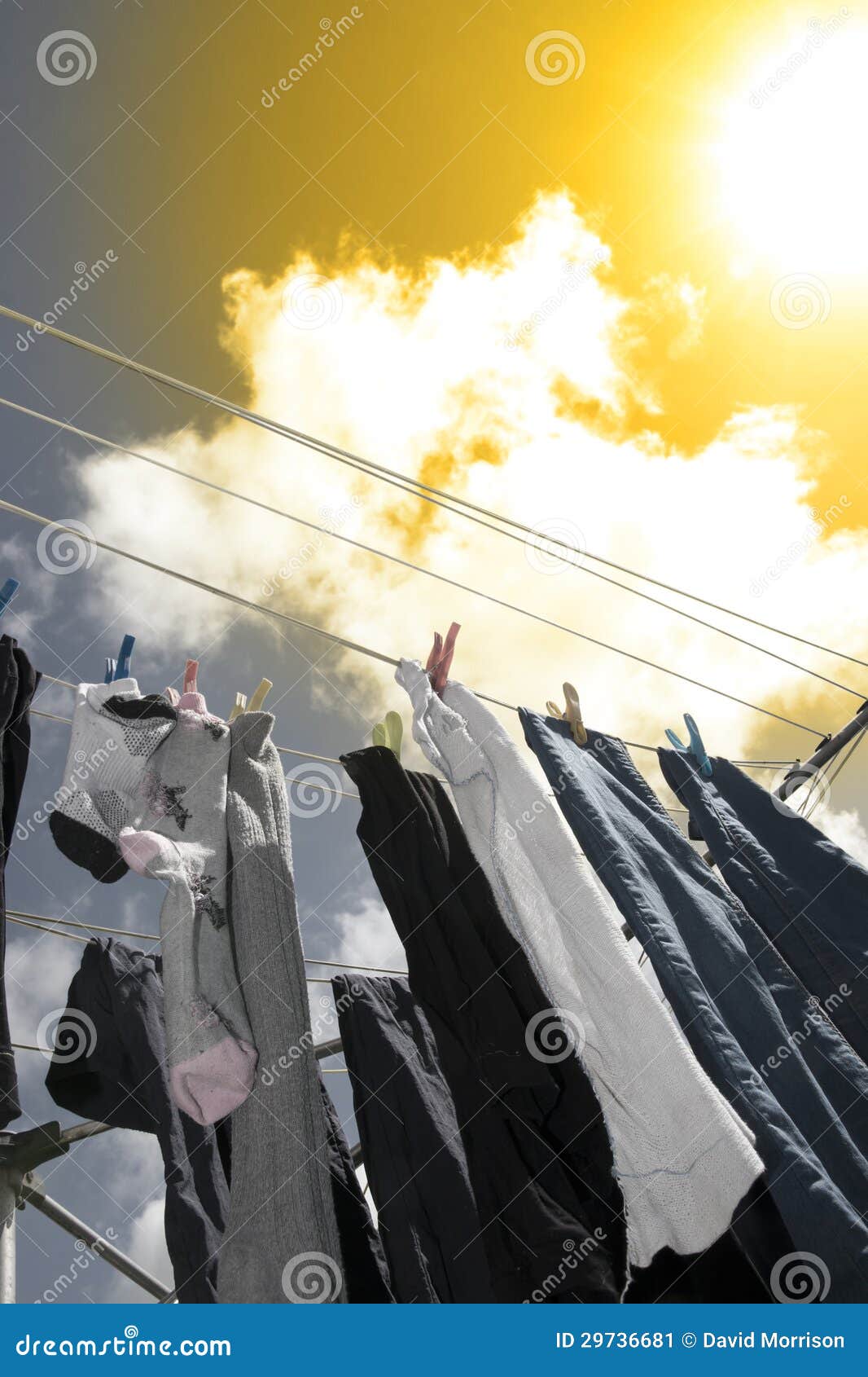 Clothes on a washing line stock image. Image of bright - 29736681
