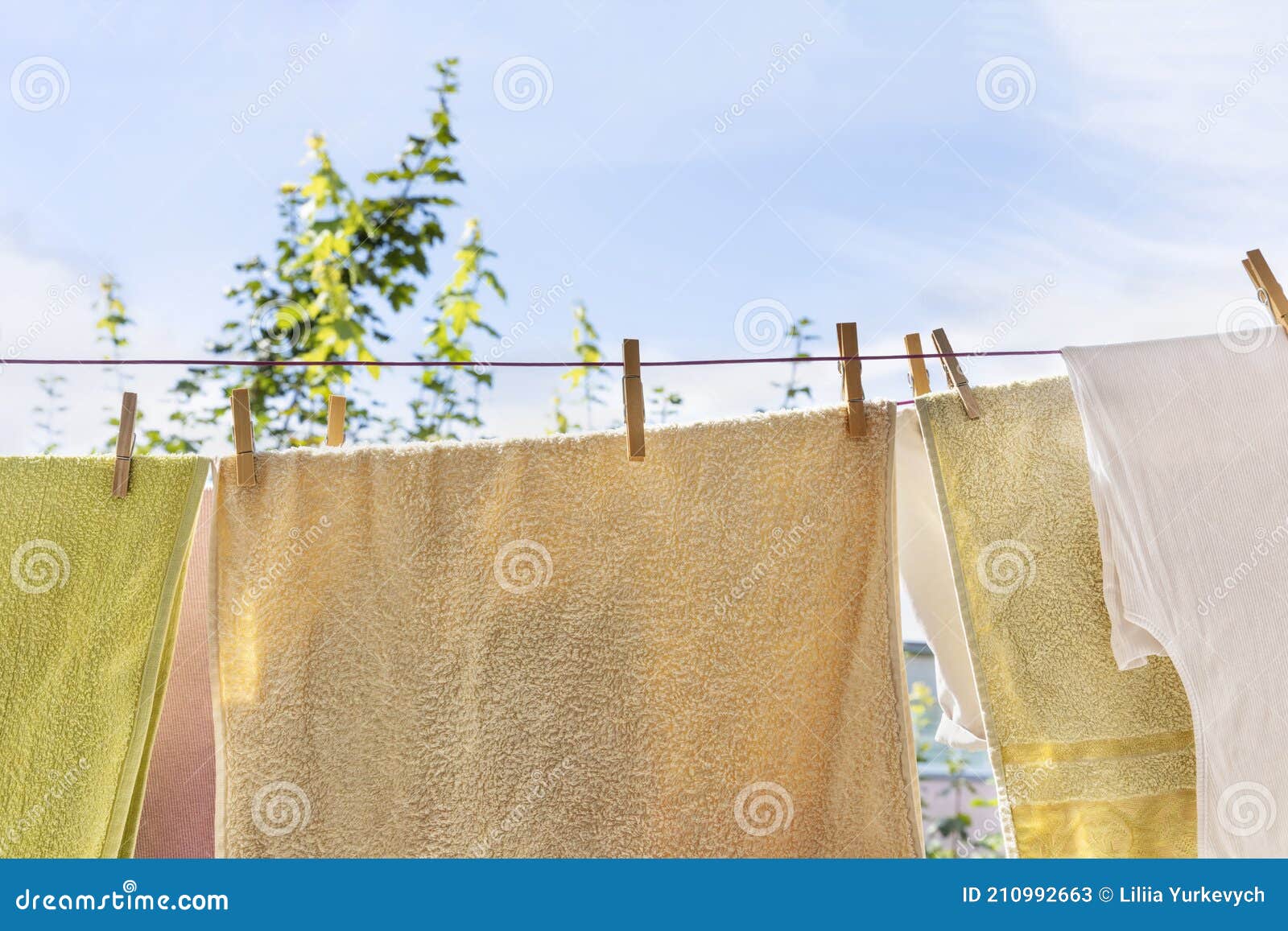 Clothes that are Wet after Washing Dry Outside Stock Image - Image of ...