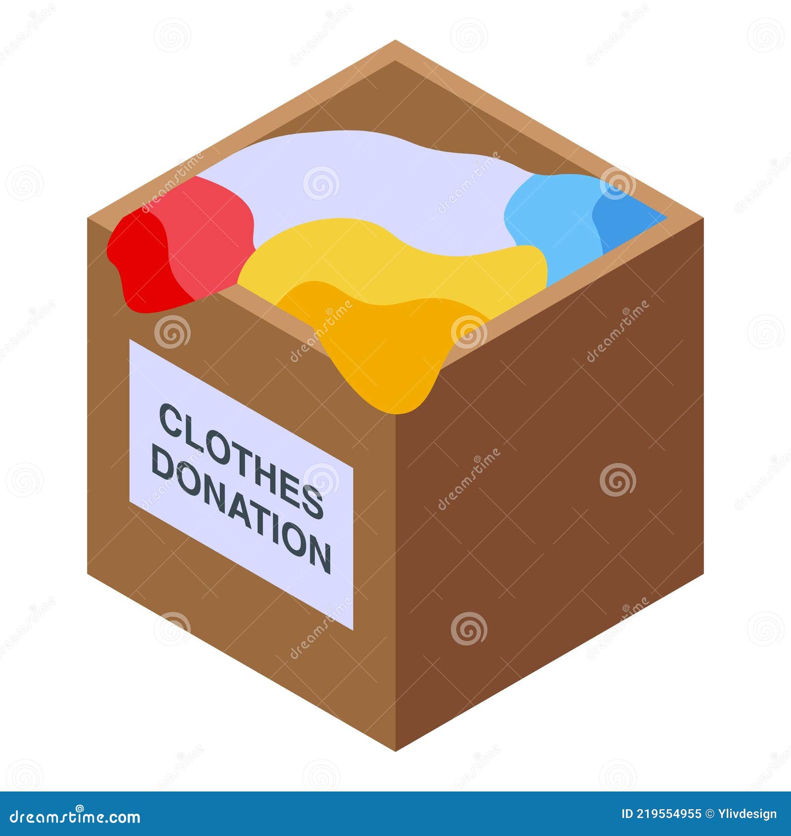 Clothes Wood Box Donation Icon, Isometric Style Stock Vector ...