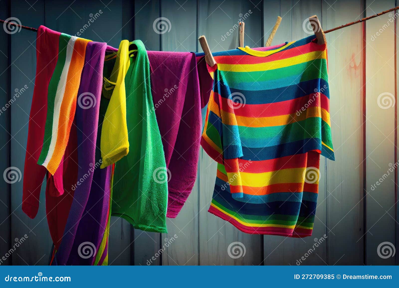 A Clothesline with Colorful Towels Hanging on it Stock Illustration ...