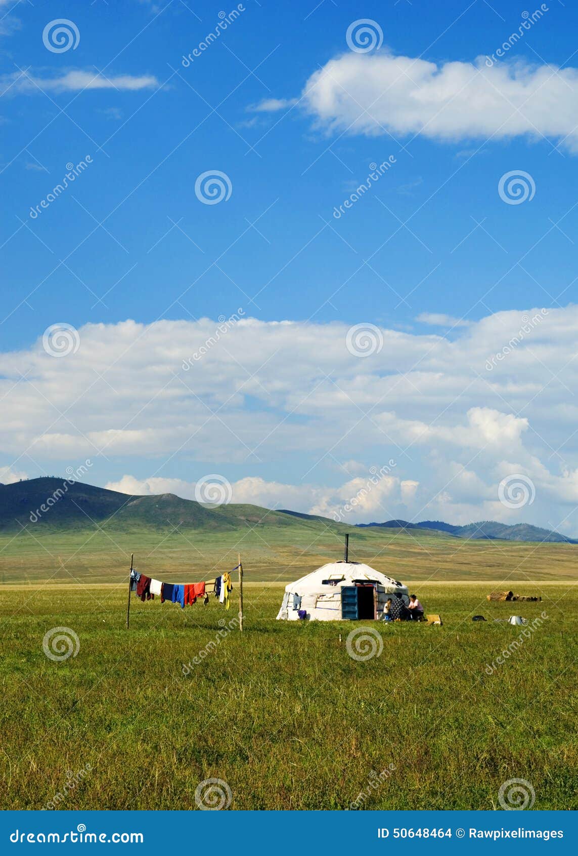 Clothesline Mongolian Tent Beautiful Scenic Concept Stock Photo - Image ...