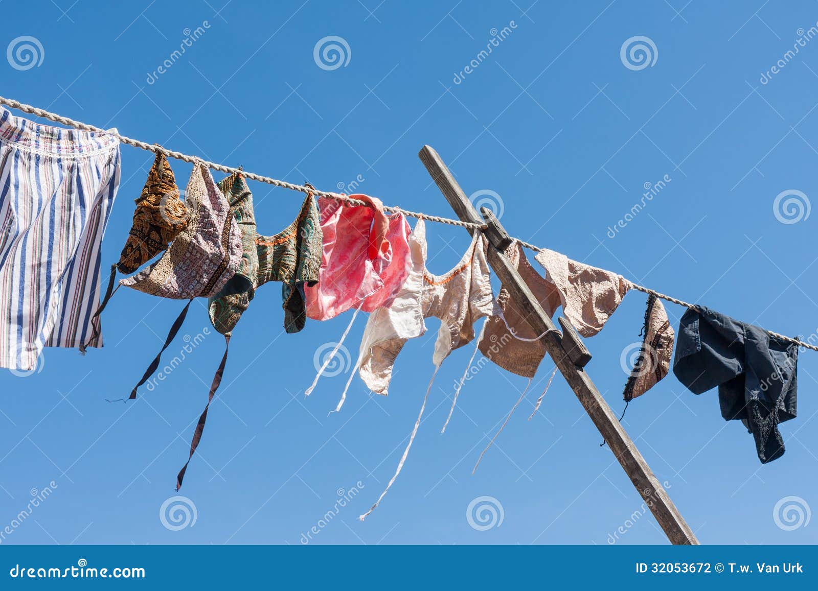 Clothesline with Traditional Dutch Clothes Drying Stock Photo - Image ...