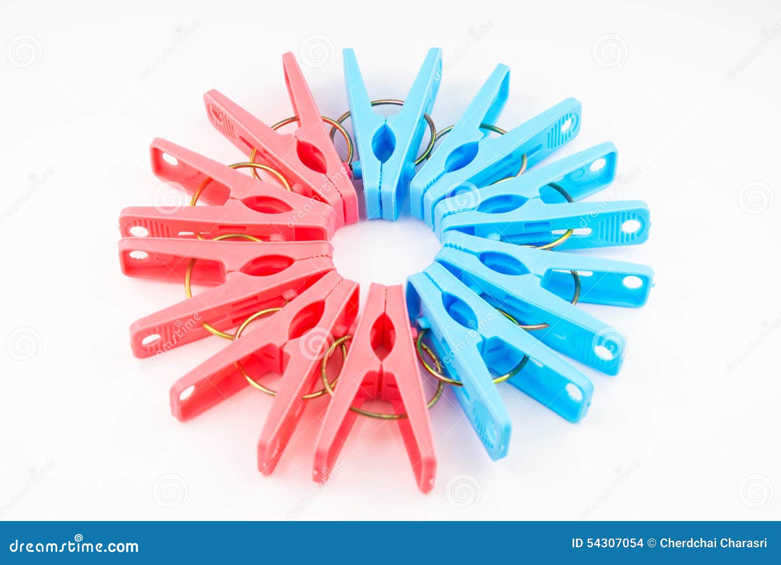 Clothespin Clips on Isolated White Background Stock Photo - Image of ...