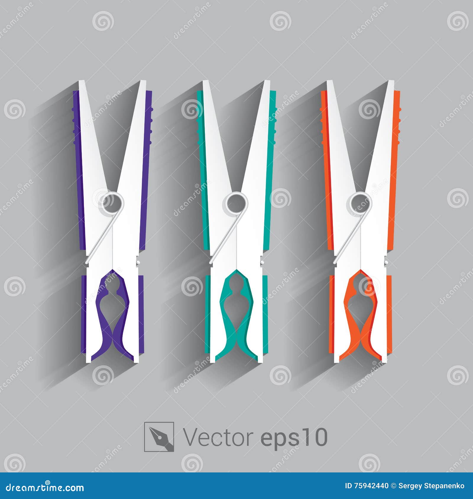 Clothespin for Clothesline in Three Colors, Vectore Stock Vector ...
