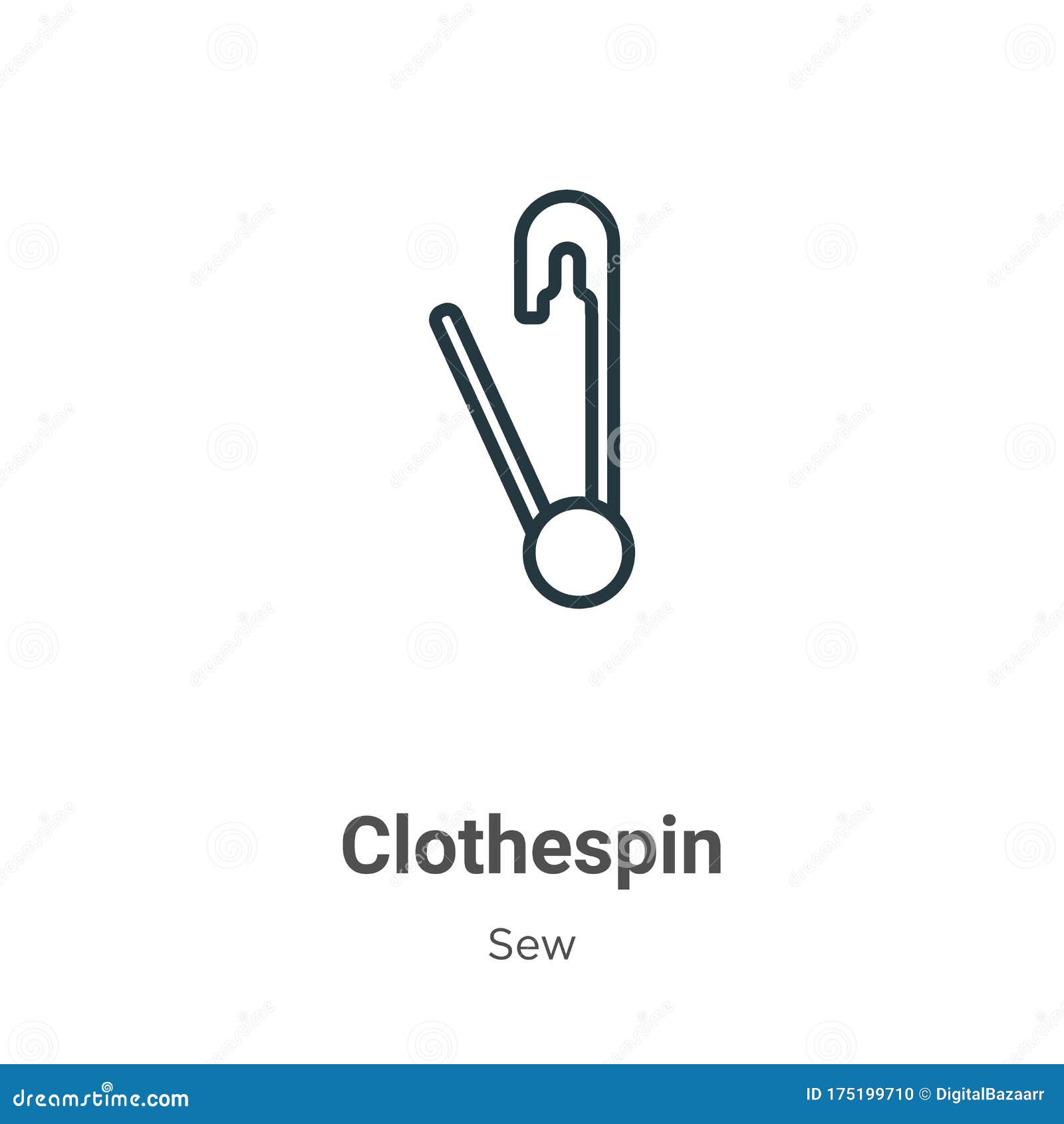 Clothespin Outline Vector Icon. Thin Line Black Clothespin Icon, Flat ...