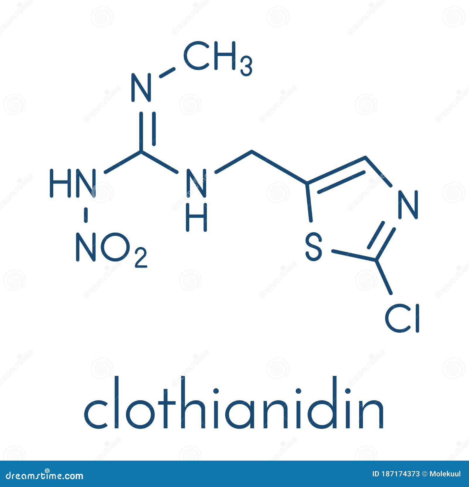 Clothianidin Insecticide Molecule Neonicotinoid Class. Skeletal Formula ...
