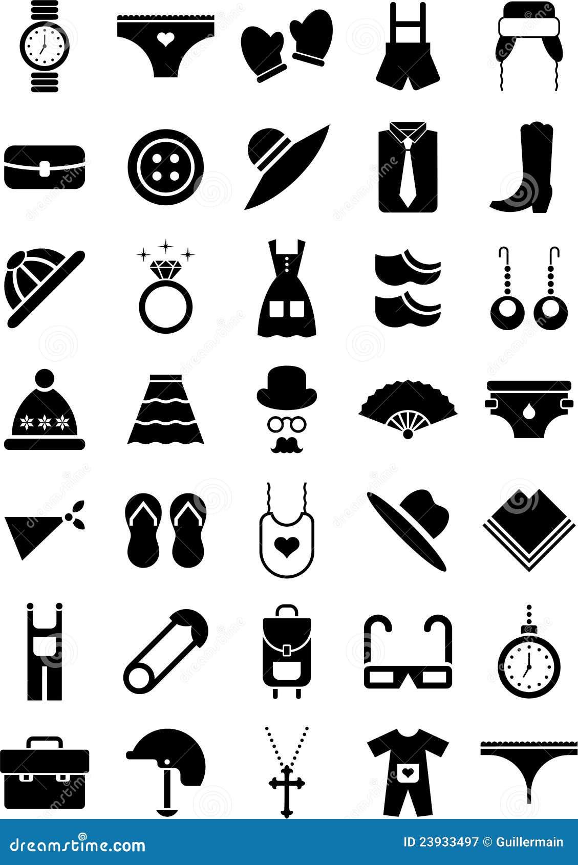 Clothing and Accessories Icons Stock Vector - Illustration of clog ...