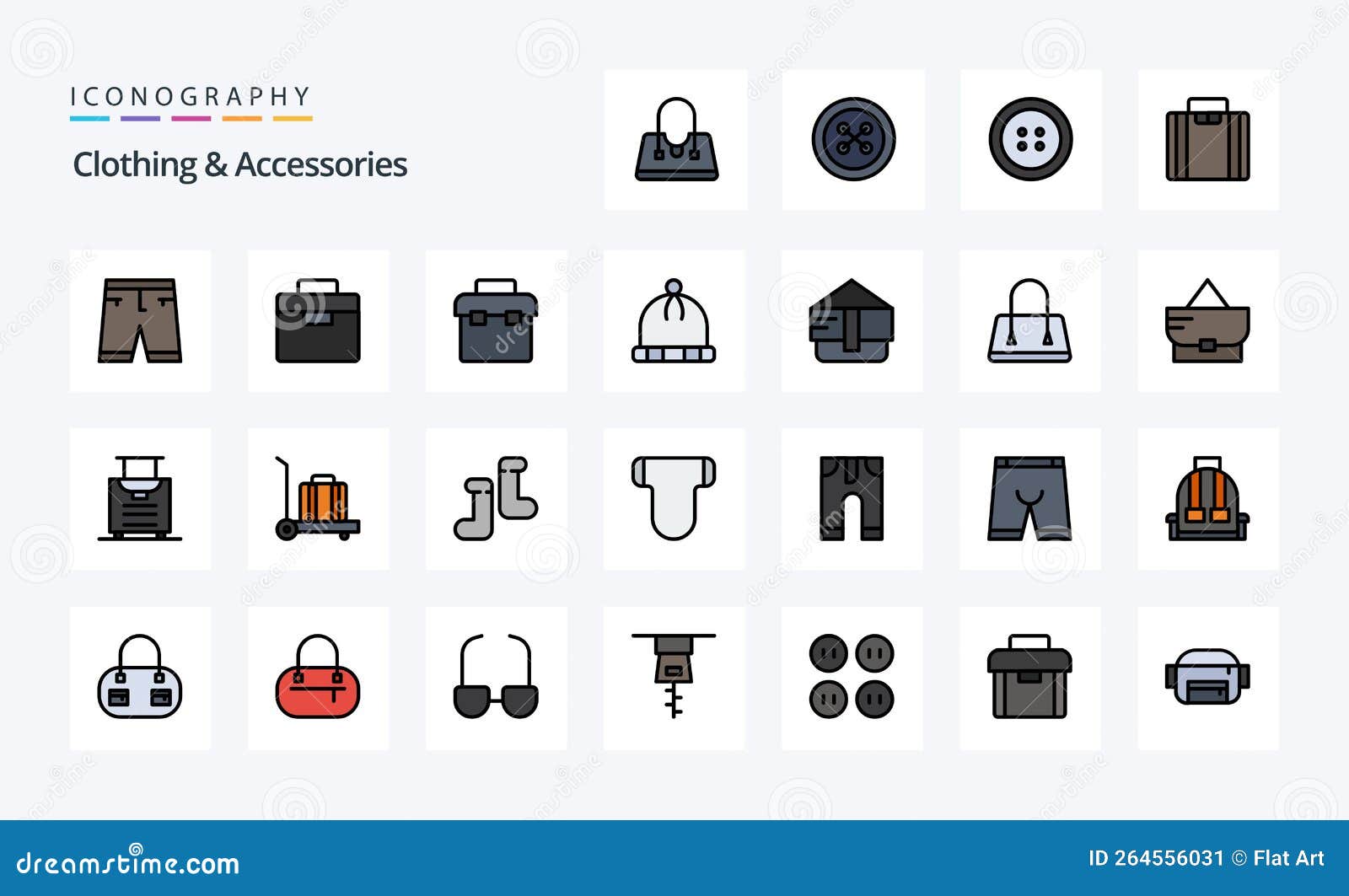 25 Clothing Accessories Line Filled Style Icon Pack Stock Vector ...