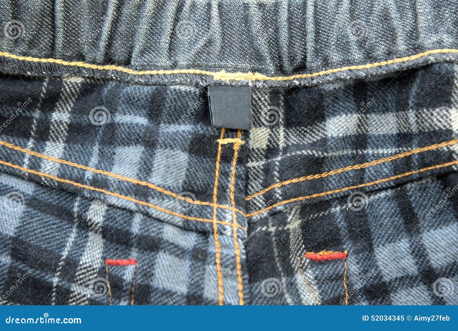 Clothing Back Side of Jeans with Blank Tag Stock Image - Image of back ...