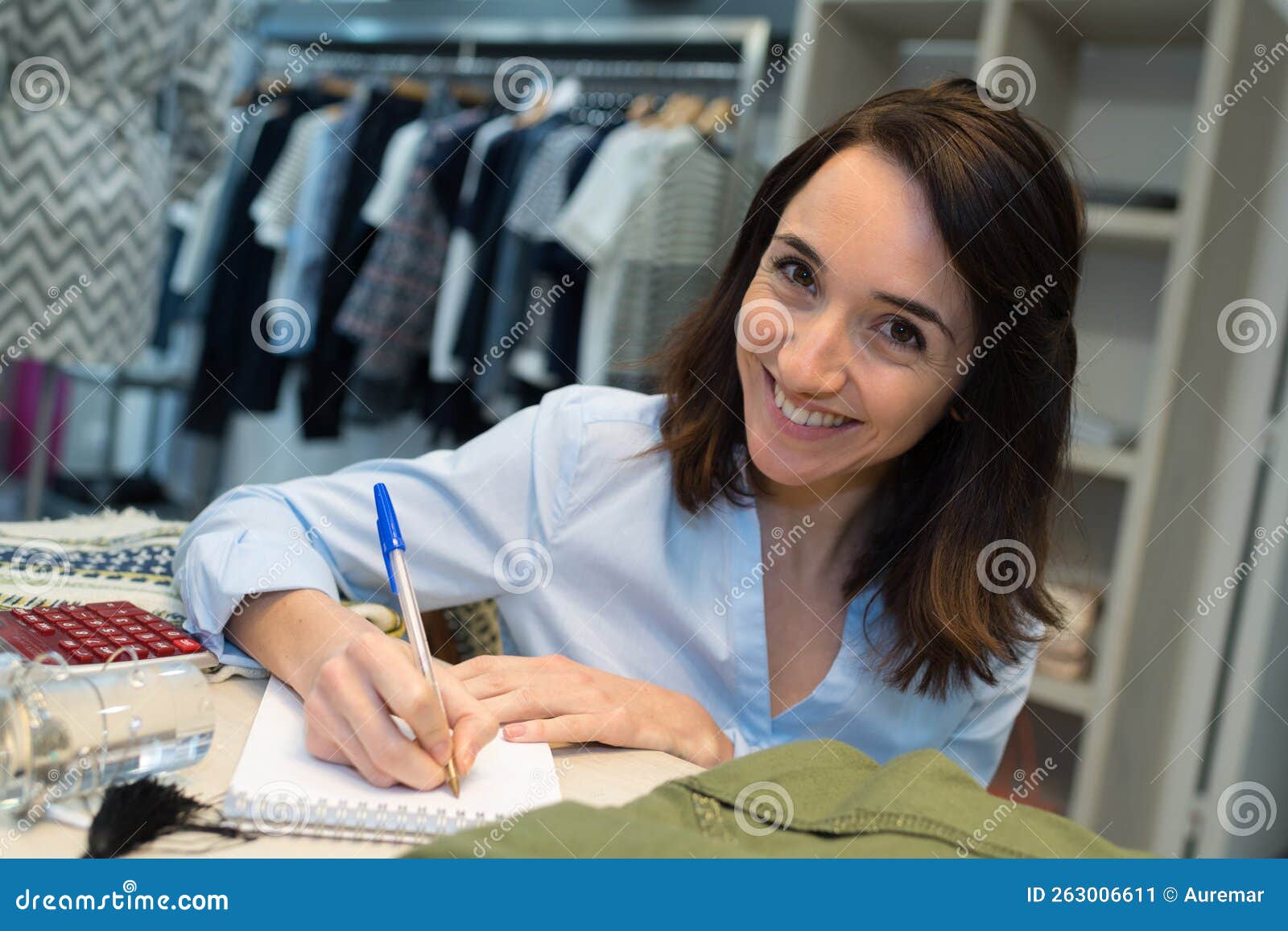 Clothing Boutique Manager Doing Work Stock Image - Image of discount ...