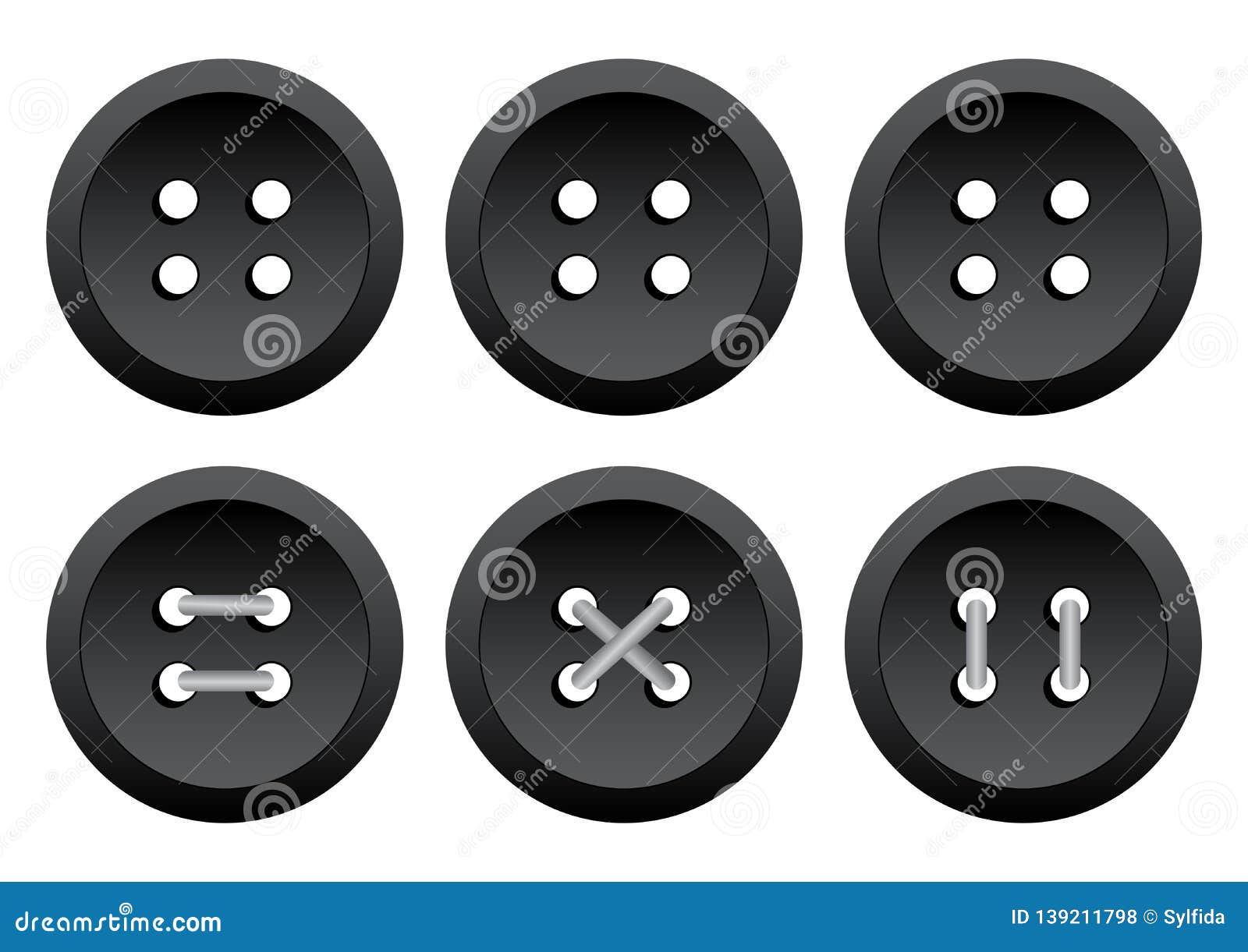 Clothing Buttons with Thread. Vector Illustration Stock Illustration ...