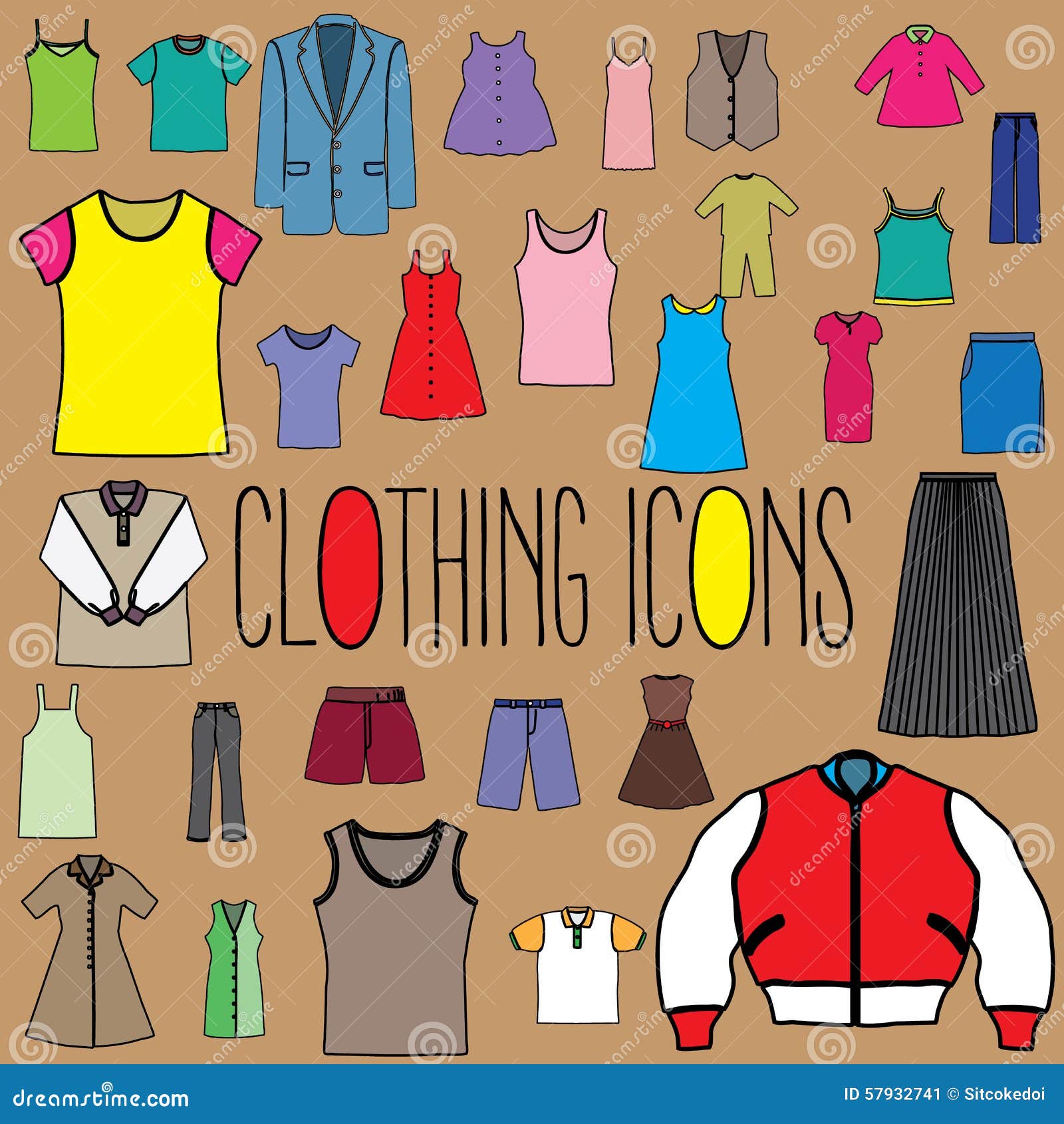 Clothing color icons stock vector. Illustration of fabric - 57932741