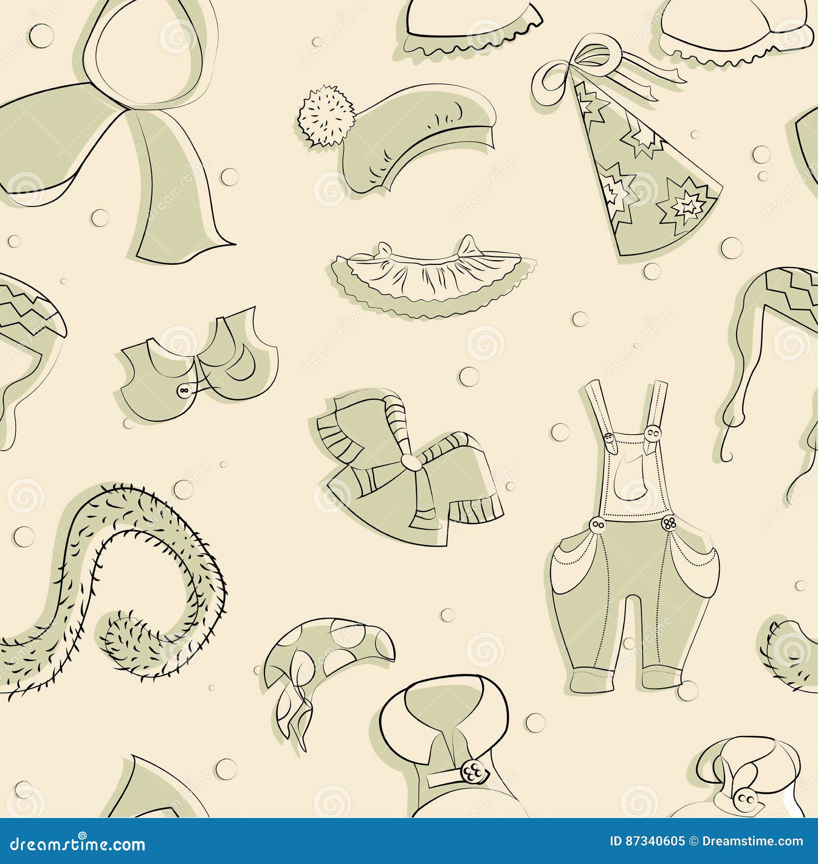 Clothing Drawn Vector. Seamless Texture. Stock Vector - Illustration of ...