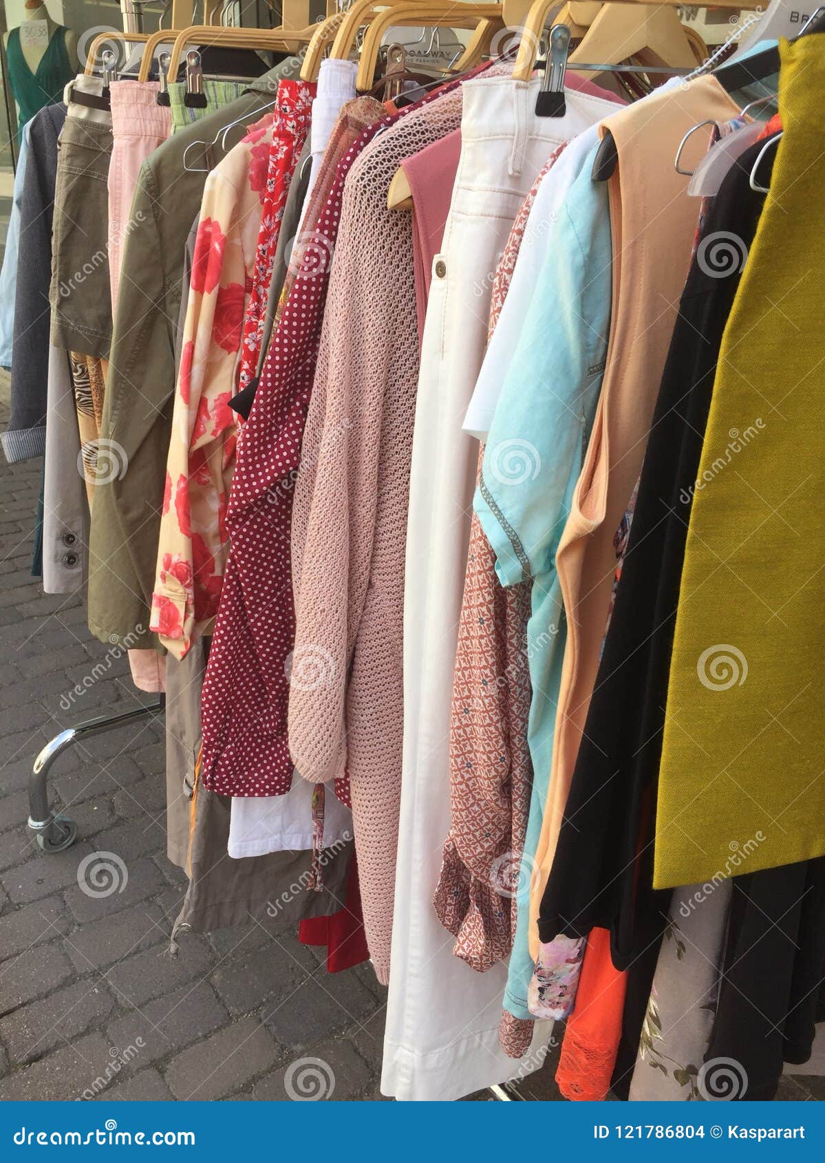 Clothing hanging outside stock photo. Image of hanging - 121786804