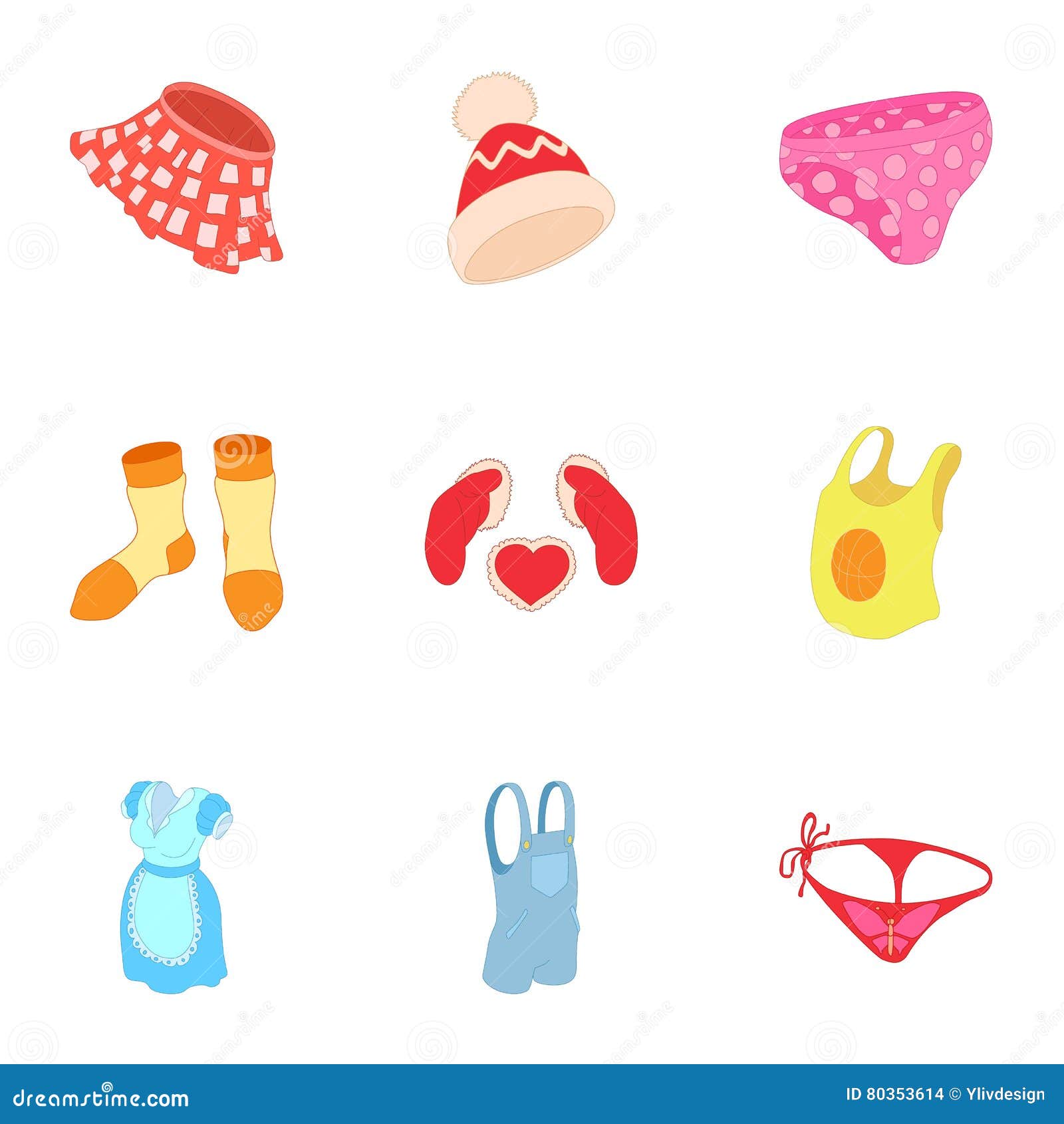 Clothing Icons Set, Cartoon Style Stock Vector - Illustration of ...