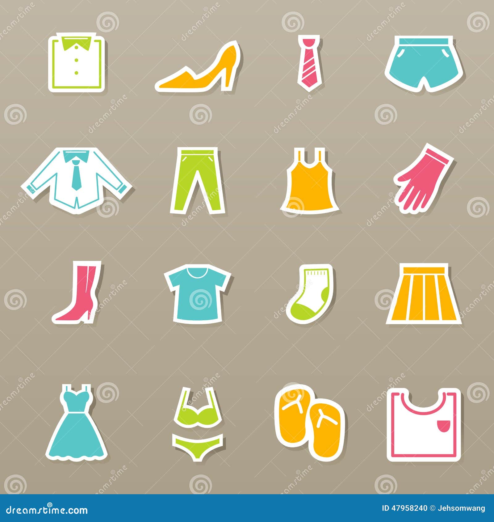 Clothing icons set stock vector. Illustration of elements - 47958240