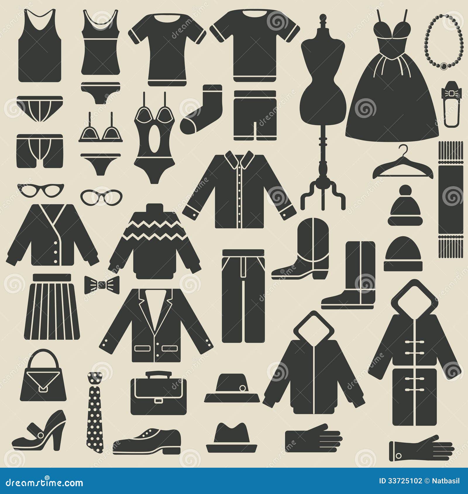 Clothing icons stock vector. Illustration of icon, pants - 33725102