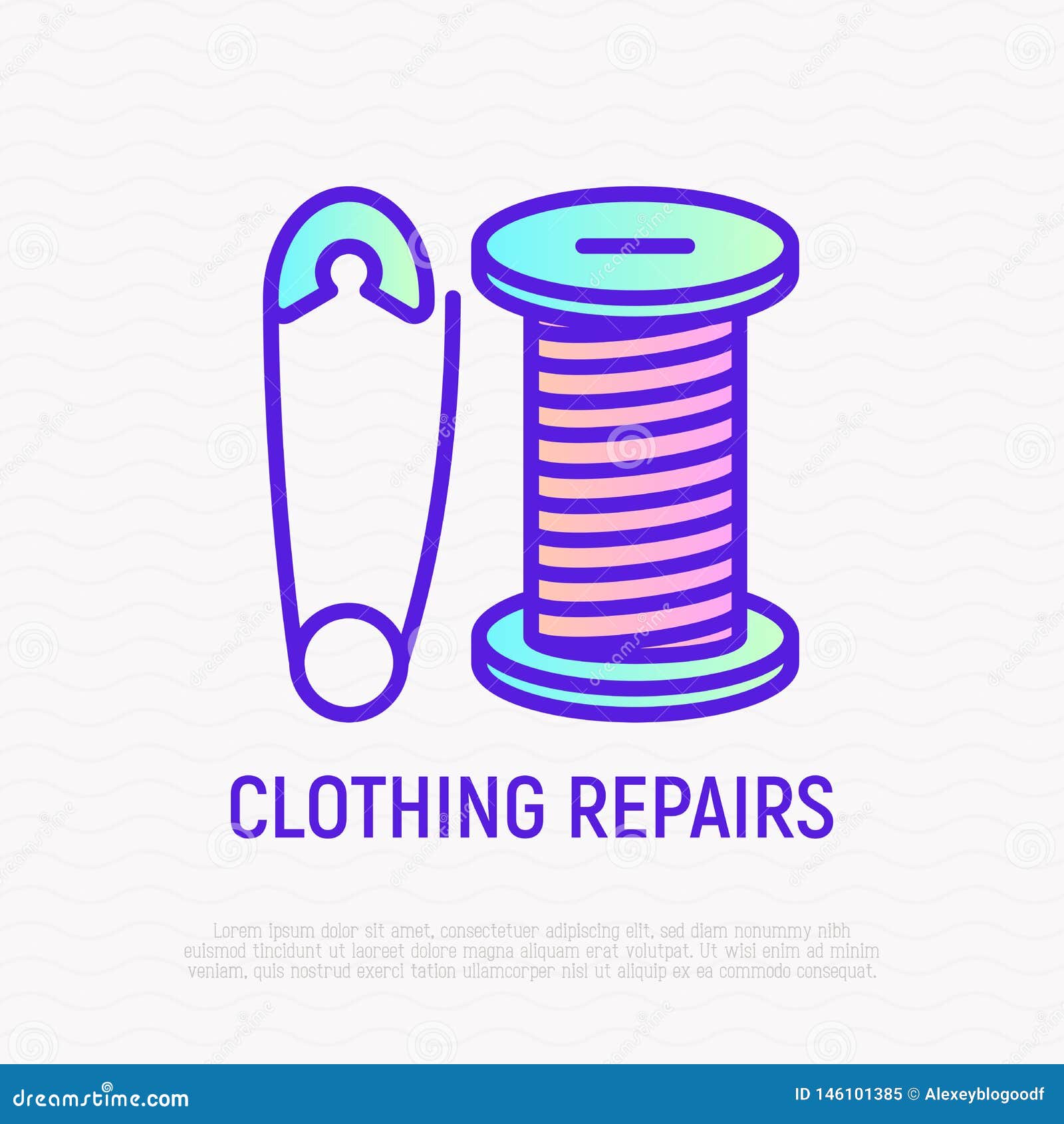 Clothing Repair Thin Line Icon: Pin and Thread. Stock Vector ...