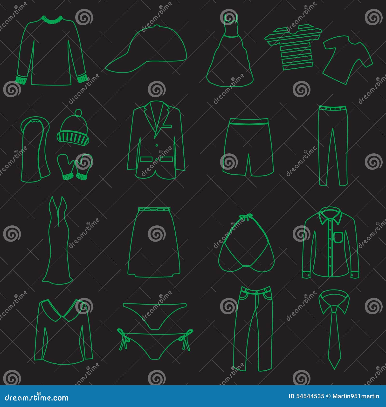 Clothing Simple Outline Vector Icons Set Eps10 Stock Vector ...