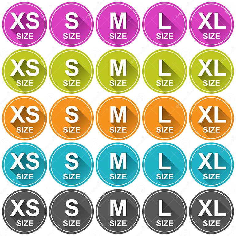 Clothing sizes stickers stock vector. Illustration of blue - 37989539