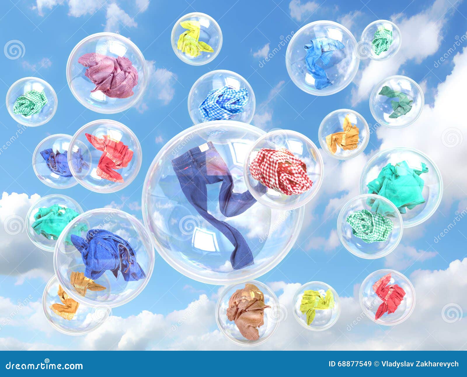 Clothing in Soap Bubbles on Sky Background Stock Image - Image of ...