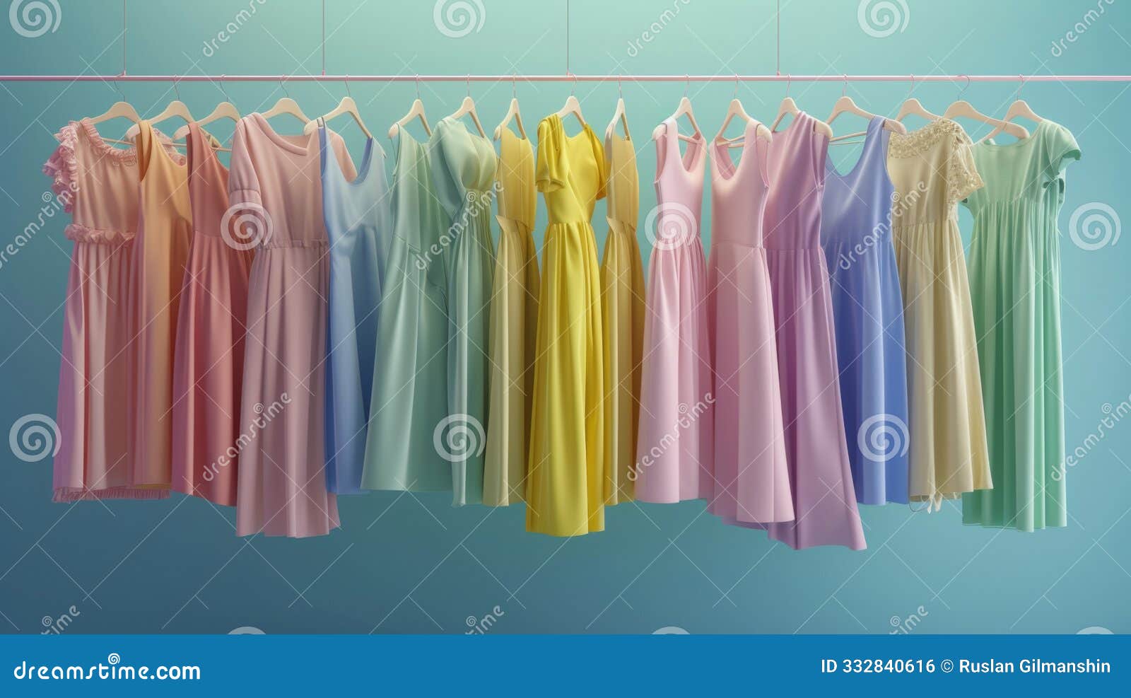 Clothing Stall with a Array of Colored Dresses Hanging on Racks Stock ...
