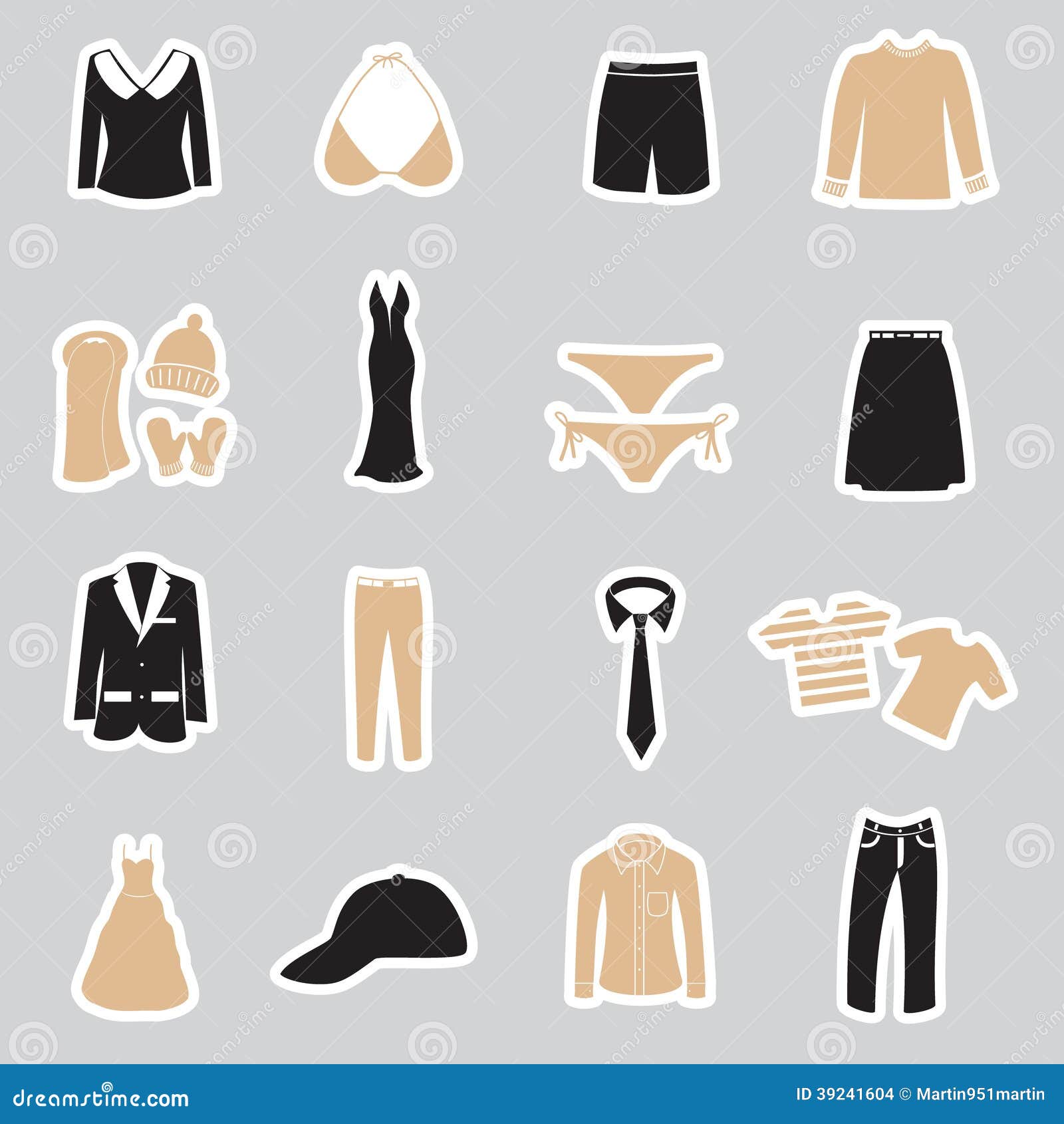 Clothing Stickers Set Eps10 Stock Vector - Illustration of gloves ...