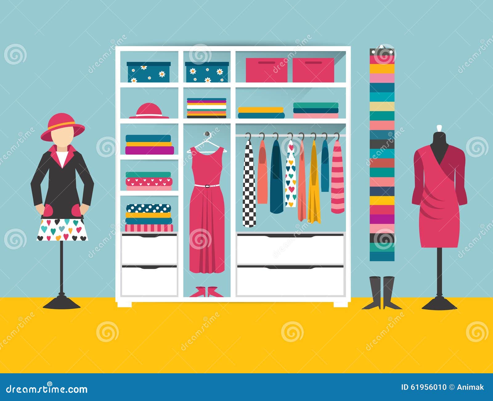 Clothing Store. Boutique Indoor. Flat Design Vector Illustration Stock ...