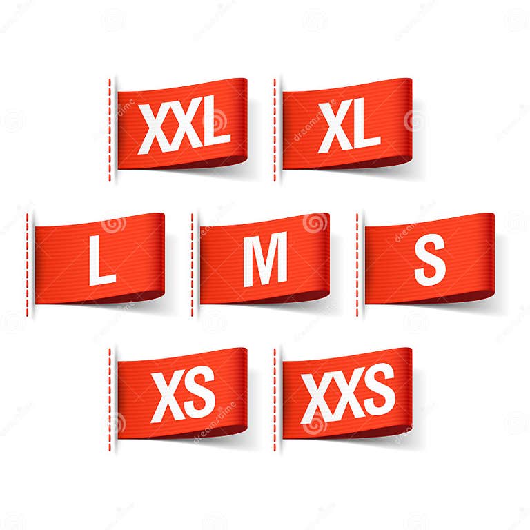 Clothing tags with sizes stock vector. Illustration of sewing - 42332973