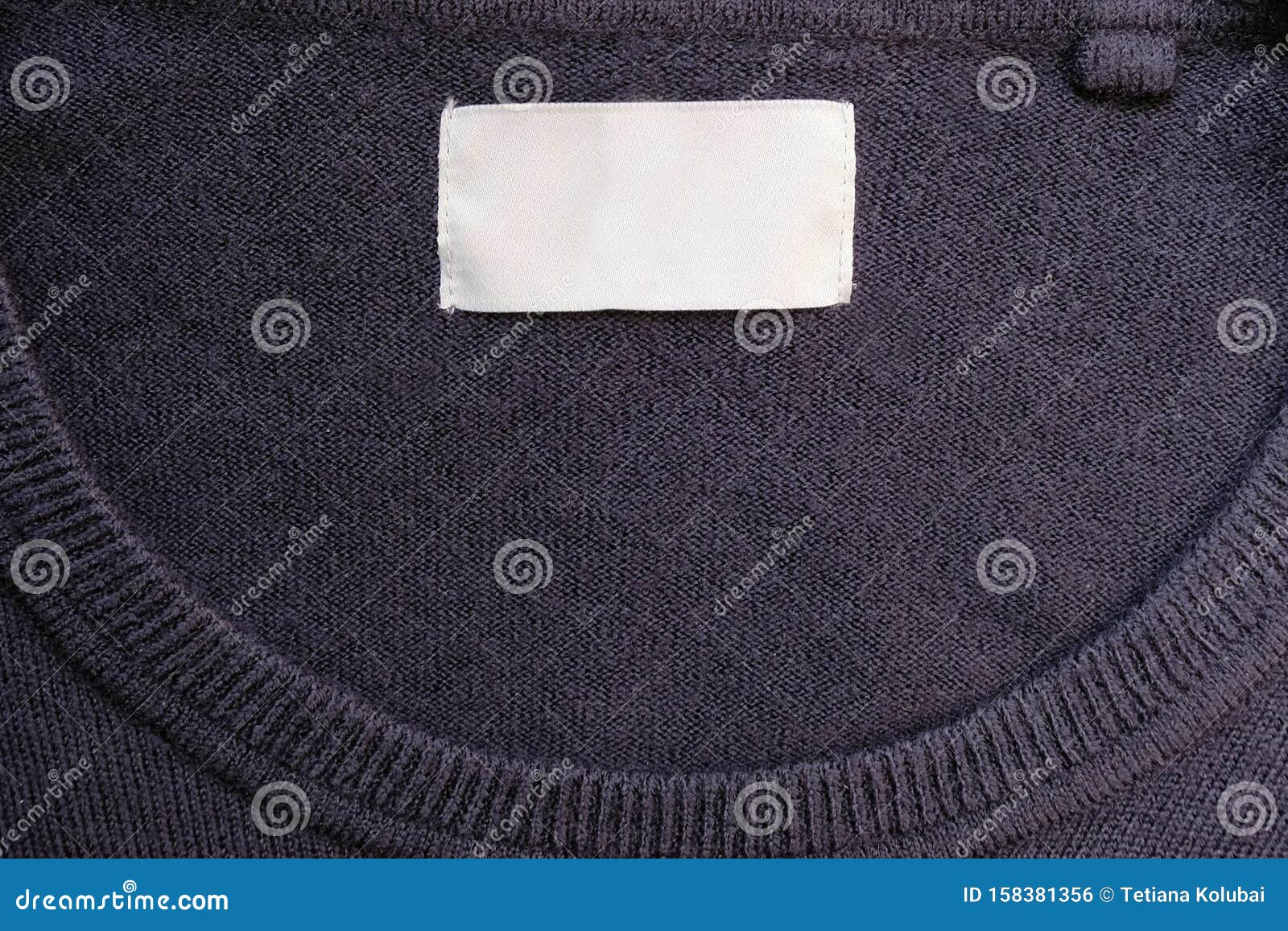 Clothing White Label Inside of Blue Sweater. Stock Photo - Image of ...