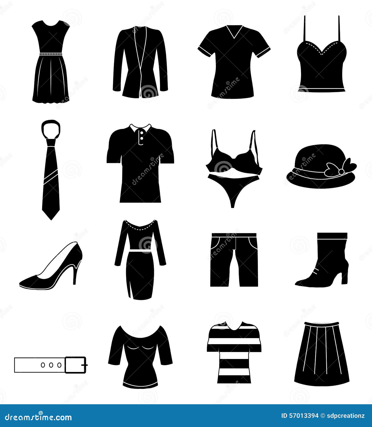 Cloths icons set stock vector. Illustration of shirt - 57013394