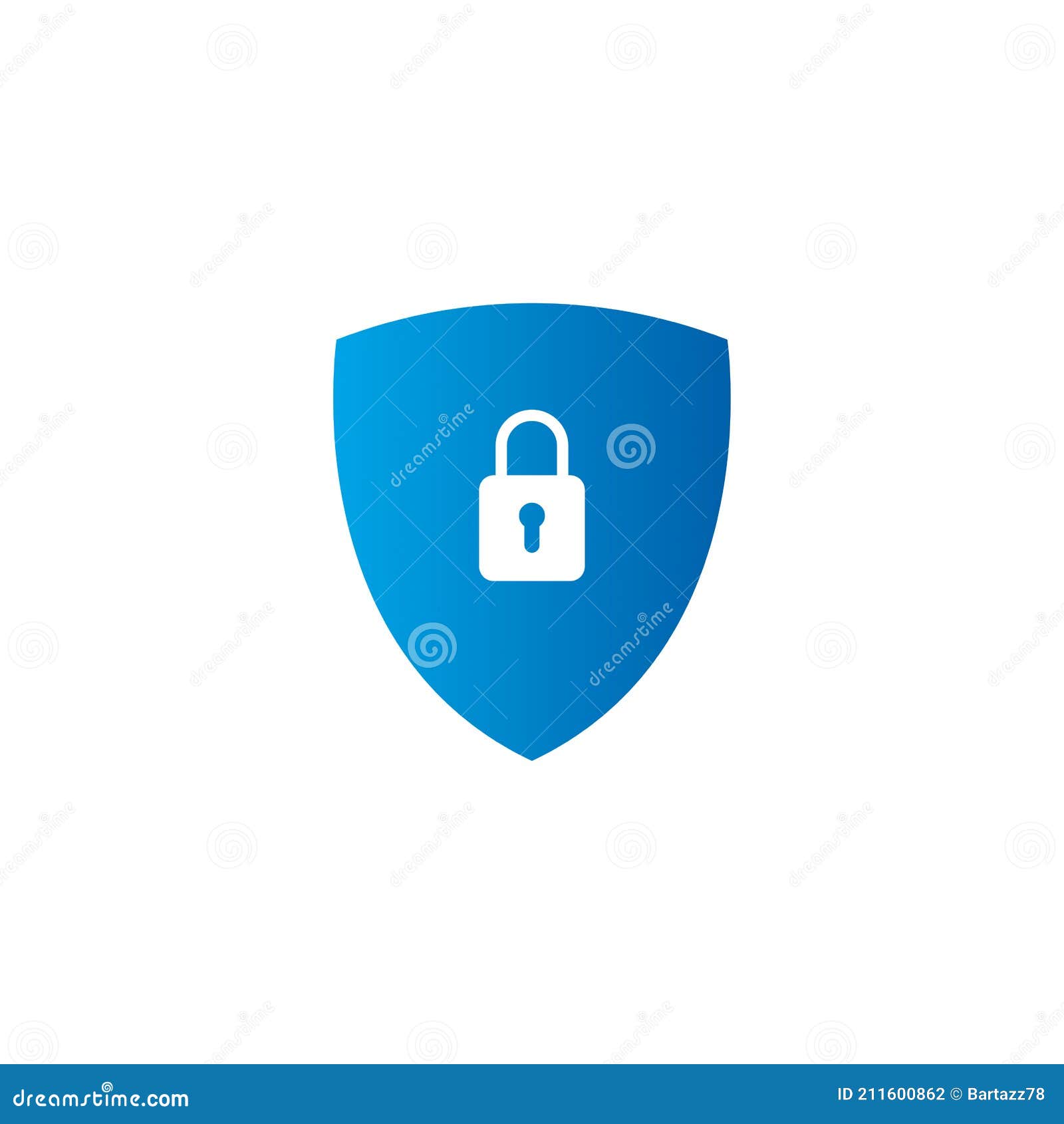 Blue Filled Secure Digital Shield Vector Logo with Padlock. Stock ...