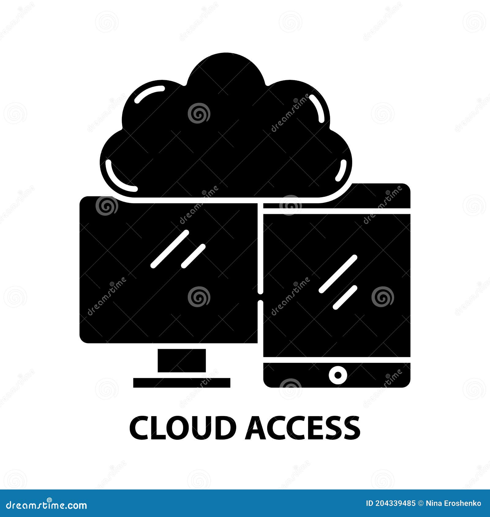 Cloud Access Icon, Black Vector Sign with Editable Strokes, Concept ...
