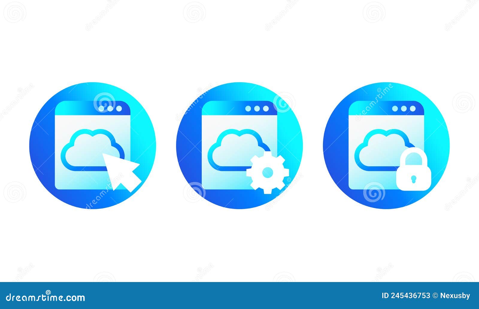 Cloud Access Icons for Web and Apps Stock Vector - Illustration of ...