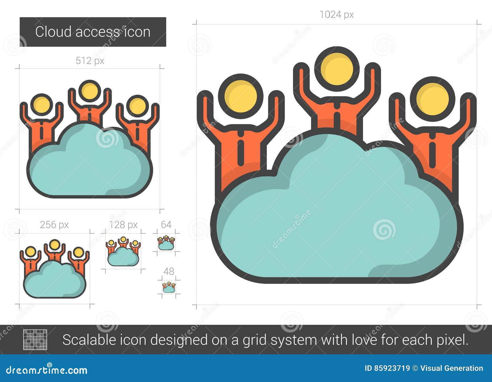 Cloud access line icon. stock vector. Illustration of internet - 85923719