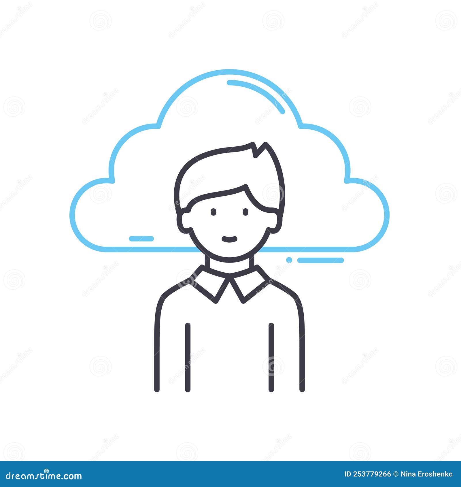 Cloud Administration Line Icon, Outline Symbol, Vector Illustration ...