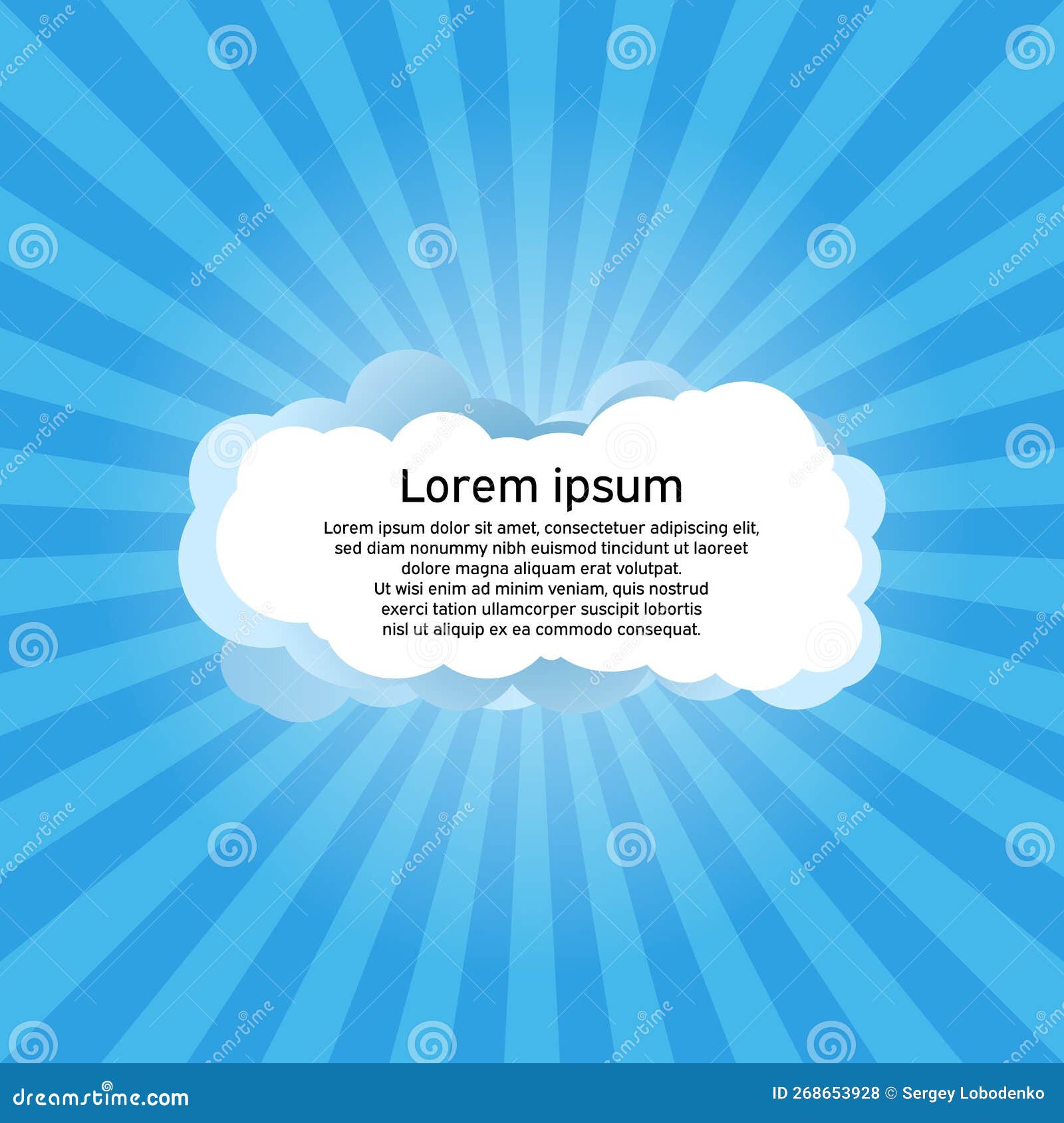 Cloud Advertising Vector. Icon Isolated on Blue Background ...