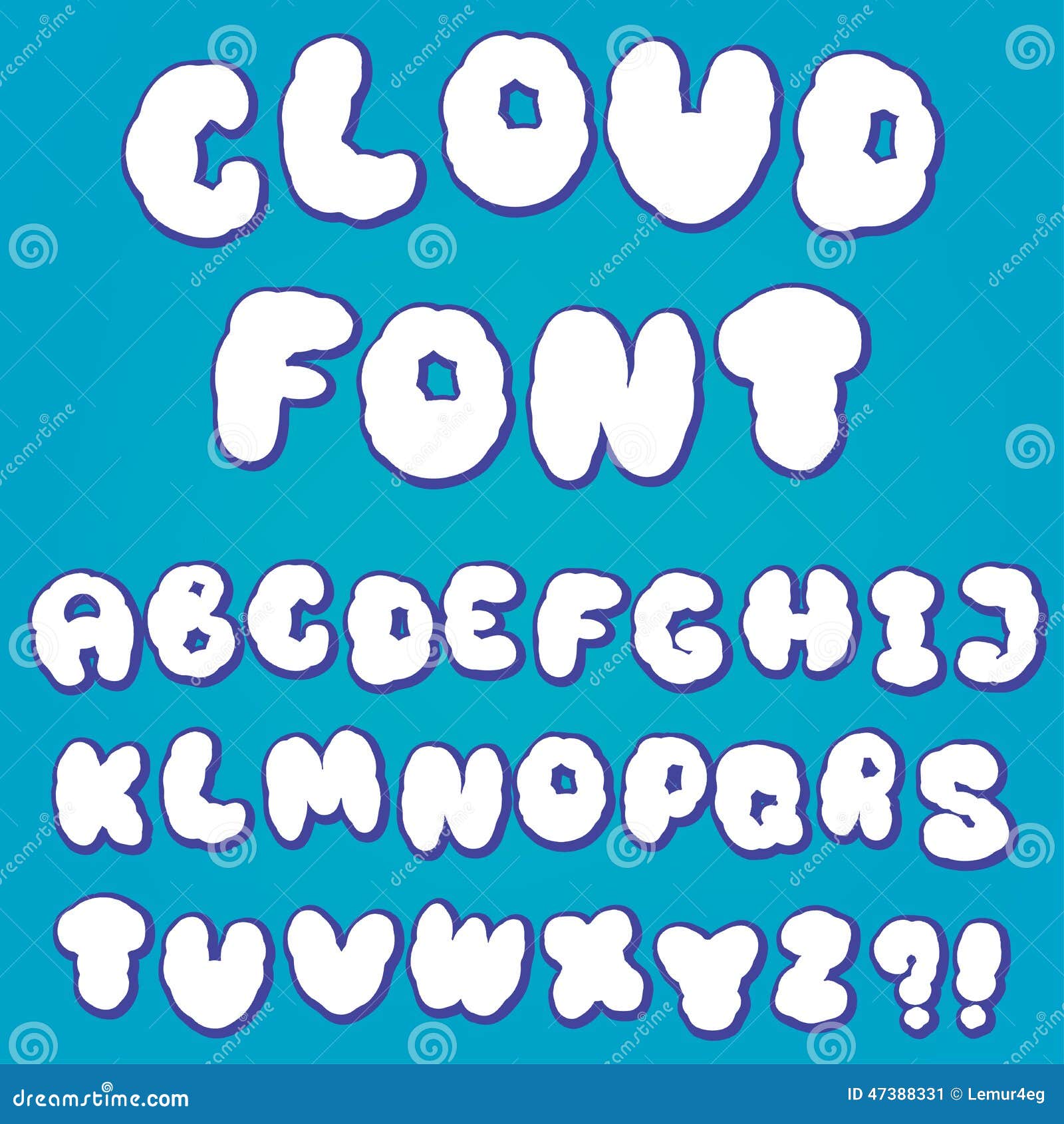 Cloud alphabet for design stock vector. Illustration of thick - 47388331