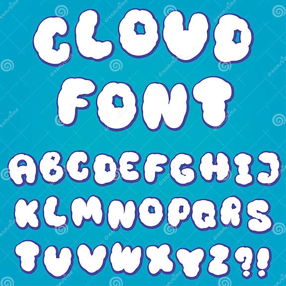 Cloud alphabet for design stock vector. Illustration of thick - 47388331