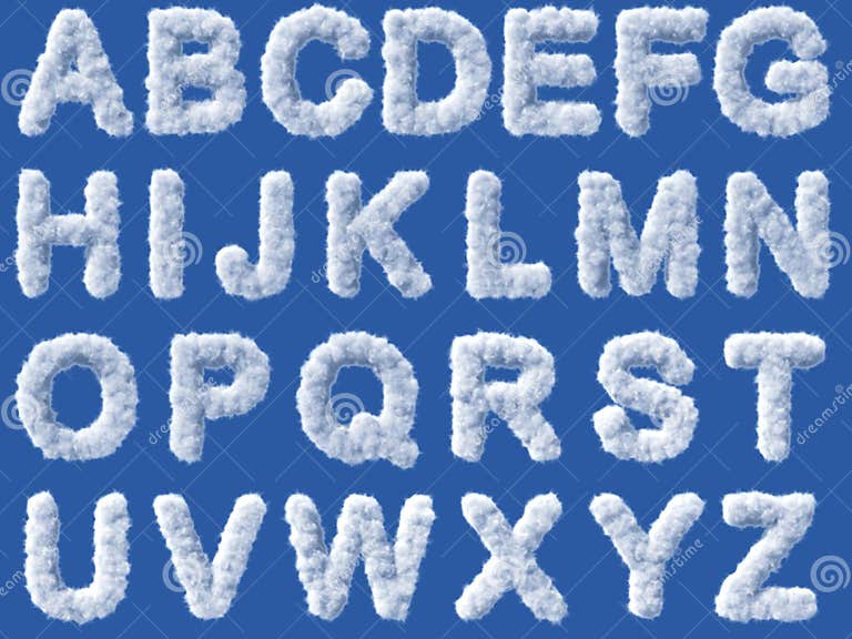 Cloud Alphabet on White Background Stock Illustration - Illustration of ...