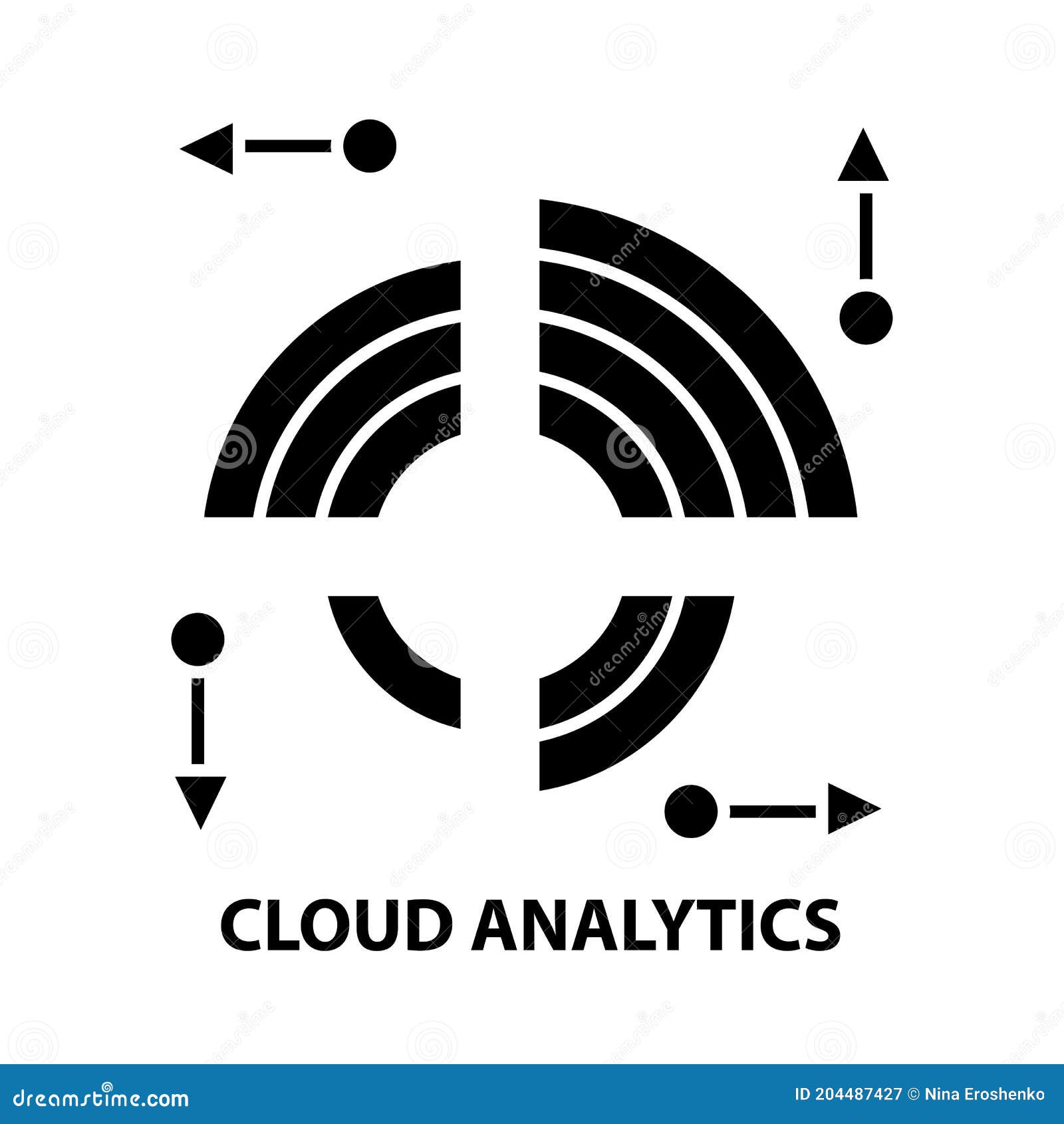 Cloud Analytics Icon, Black Vector Sign with Editable Strokes, Concept ...