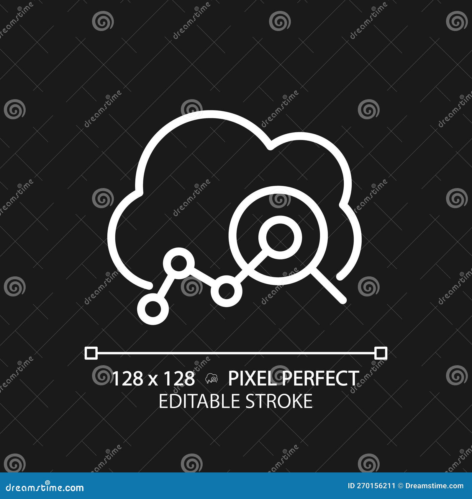 Cloud Analytics Pixel Perfect White Linear Icon for Dark Theme Stock ...