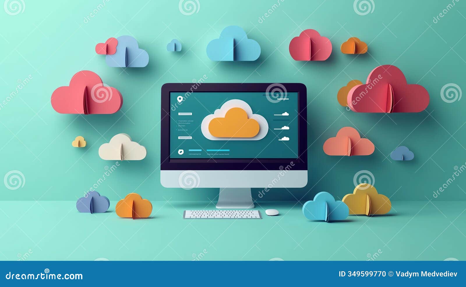 Cloud Application Deployment Process Shown As Colorful Paper Clouds ...