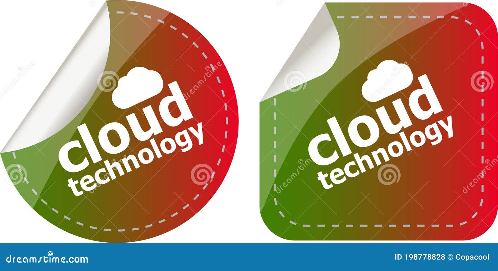 Cloud Application Stickers Label Tag Set Isolated on White Stock ...