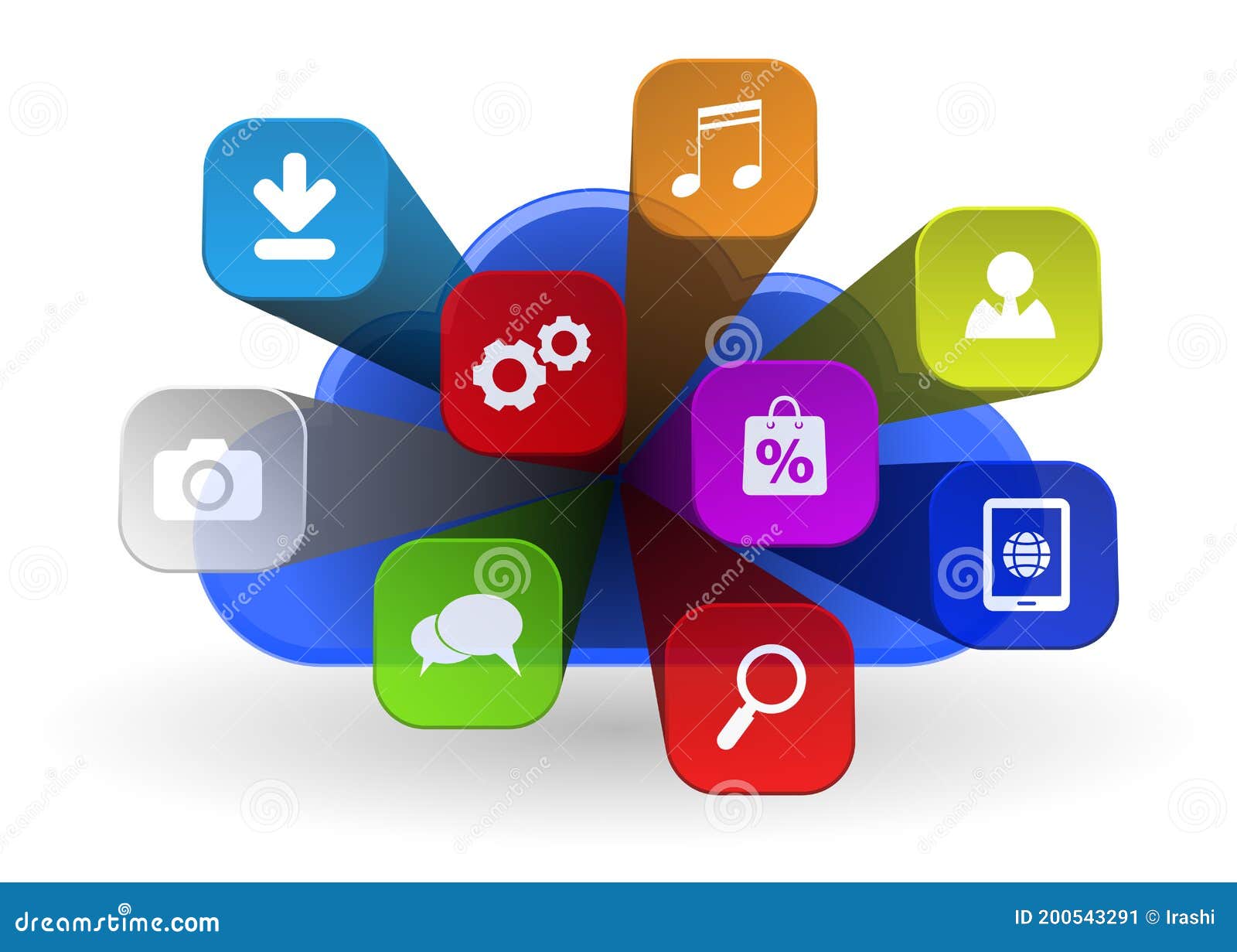 Cloud Apps Icon - 3d Concept Stock Vector - Illustration of ...