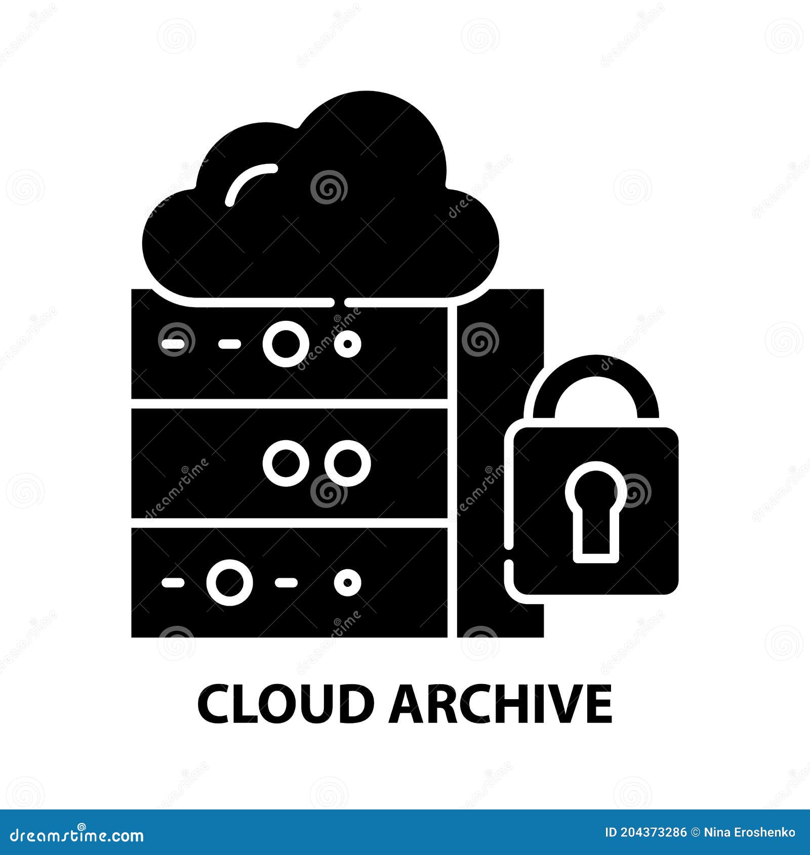 Cloud Archive Icon, Black Vector Sign with Editable Strokes, Concept ...
