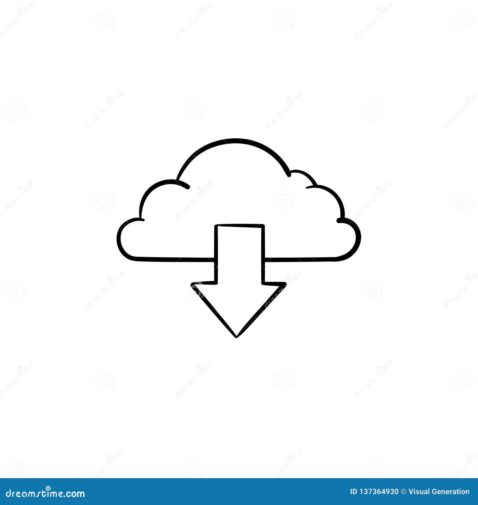 Cloud with Arrow Down Hand Drawn Outline Doodle Icon. Stock Vector - Illustration of design ...